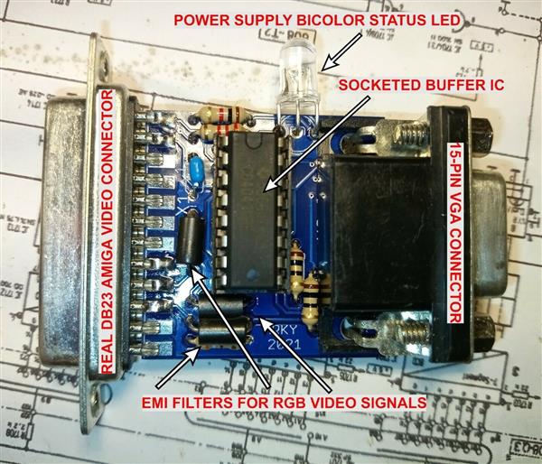 Professional Amiga Video RGB DB23 to VGA/SVGA adapter with buffered HV ...
